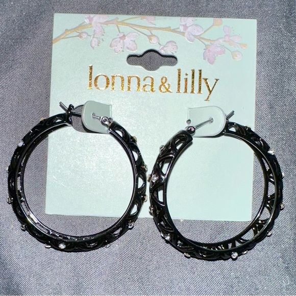 lonna & lilly | Jewelry | Nwt Lonna Lilly Womens Black Geometric Hoop ...